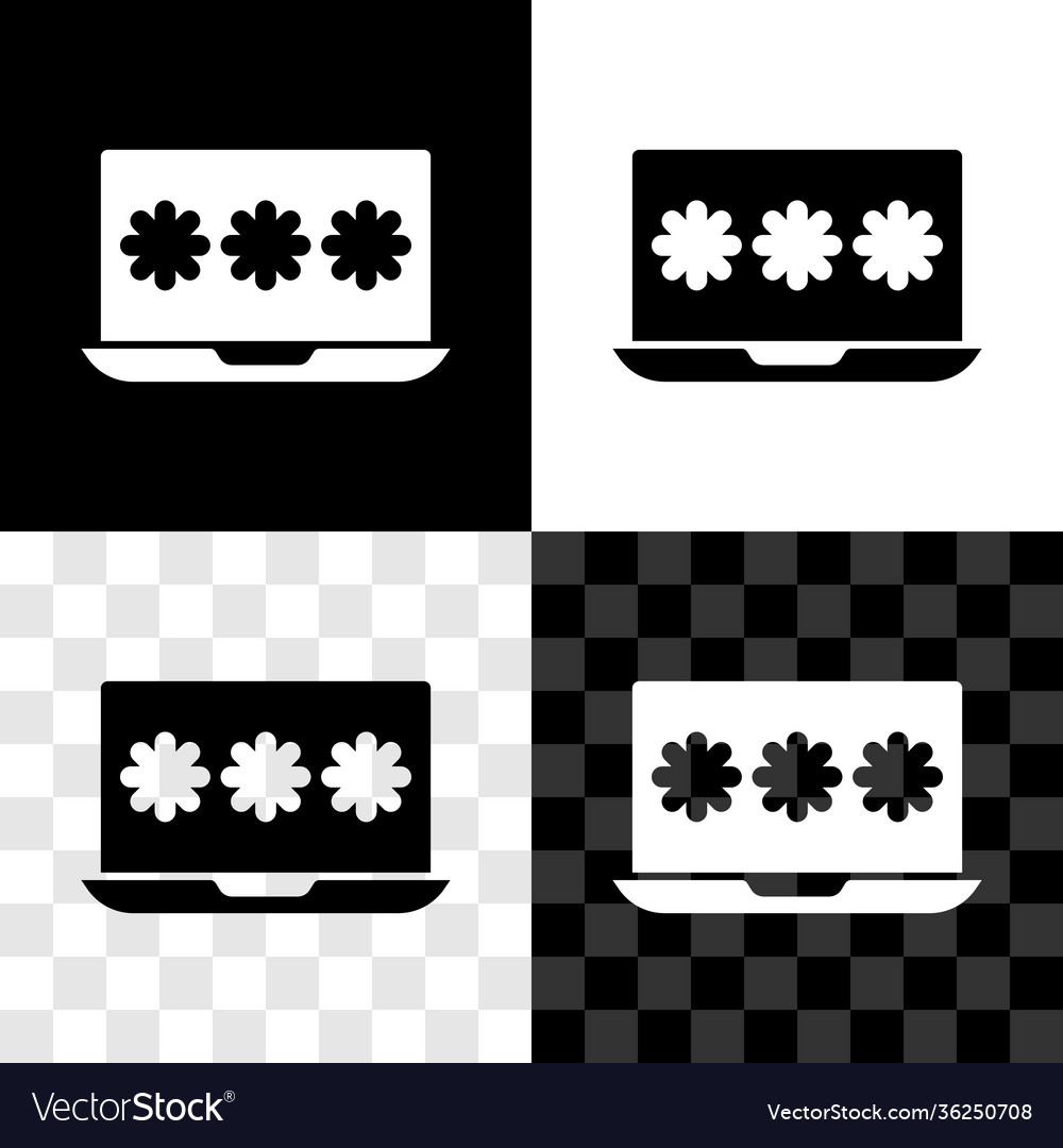 Set Laptop With Password Notification Icon Vector Image