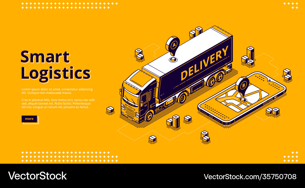 Smart logistics isometric landing geo location Vector Image