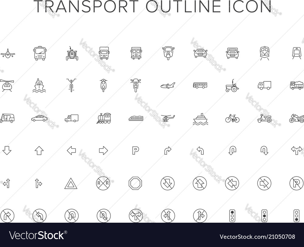 Transportation line icon set Royalty Free Vector Image