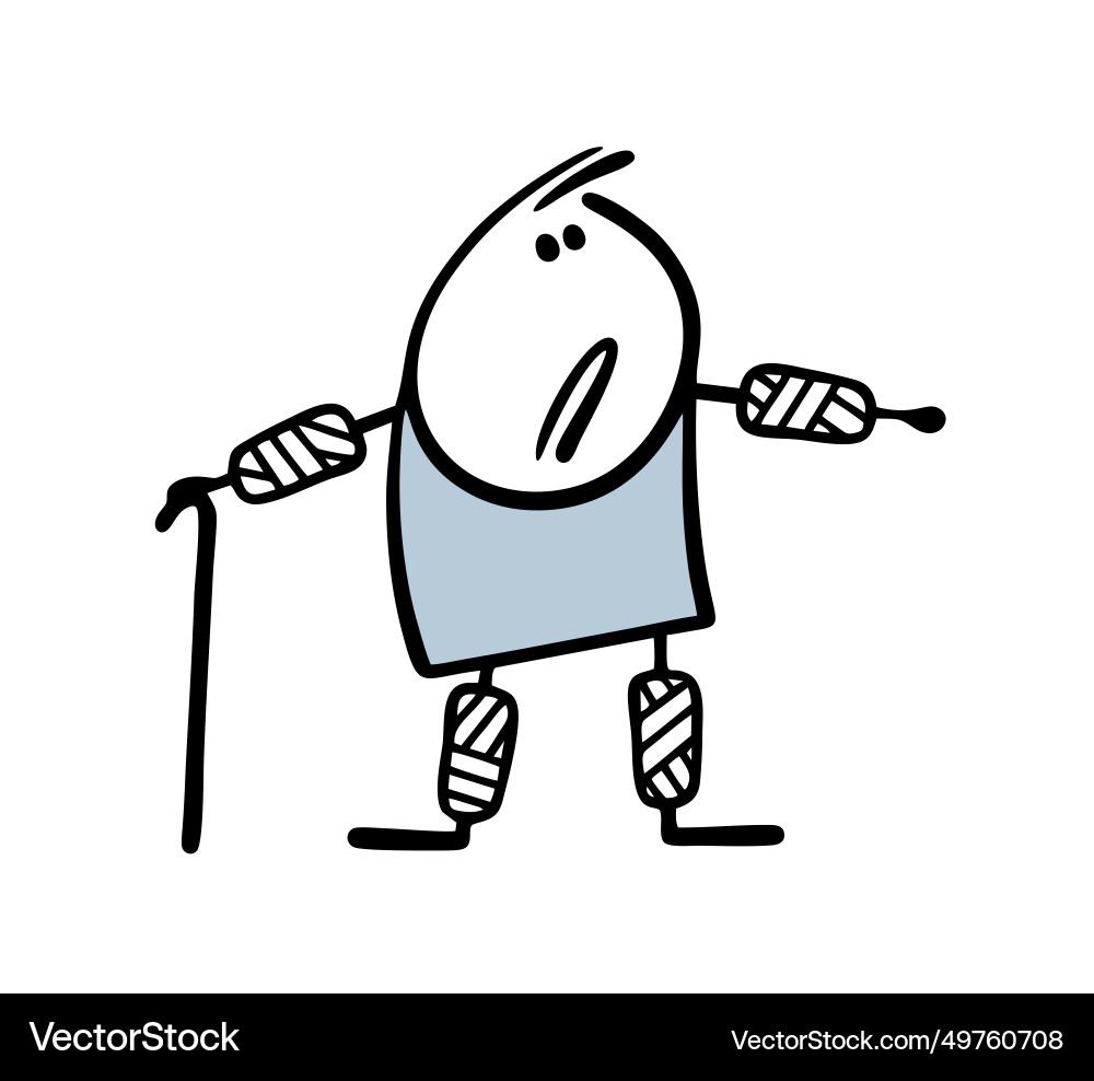 Unfortunate stickman had an accident and is being Vector Image