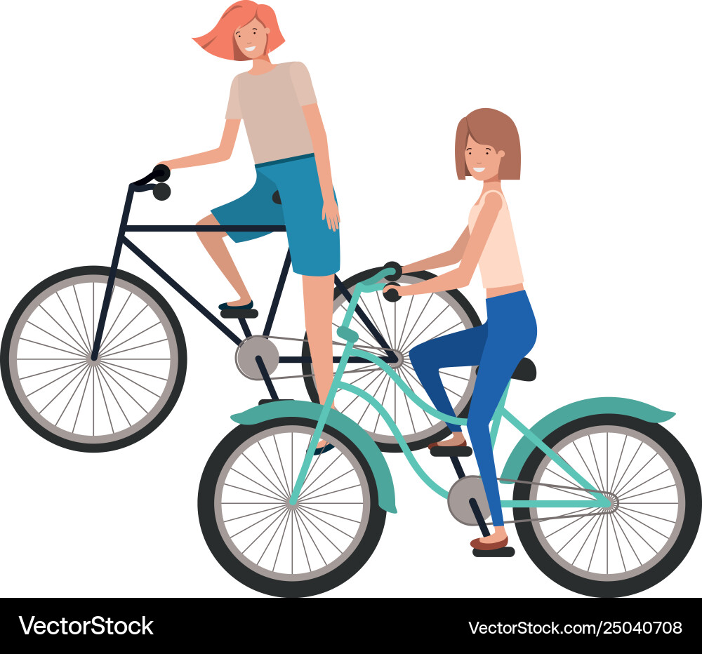 Young women with bicycle avatar character Vector Image