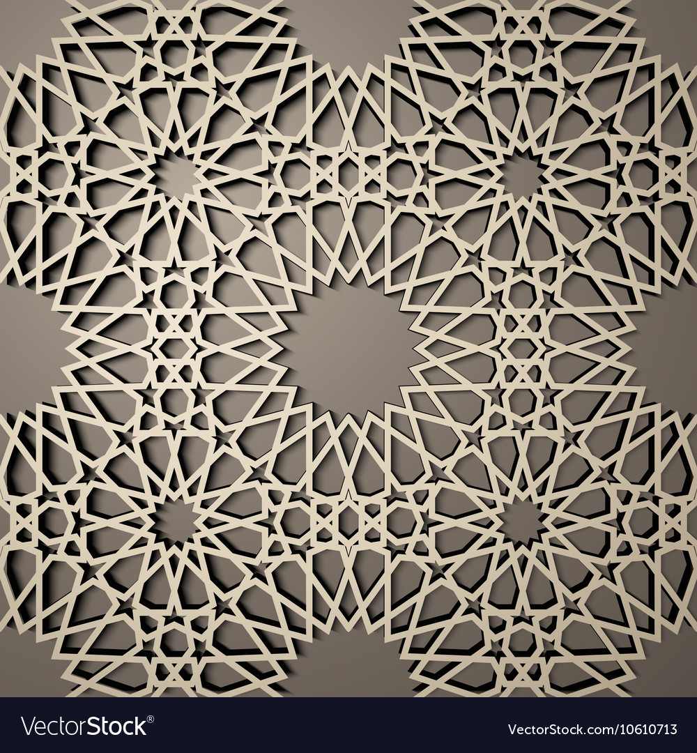 Background with 3d seamless pattern in islamic Vector Image