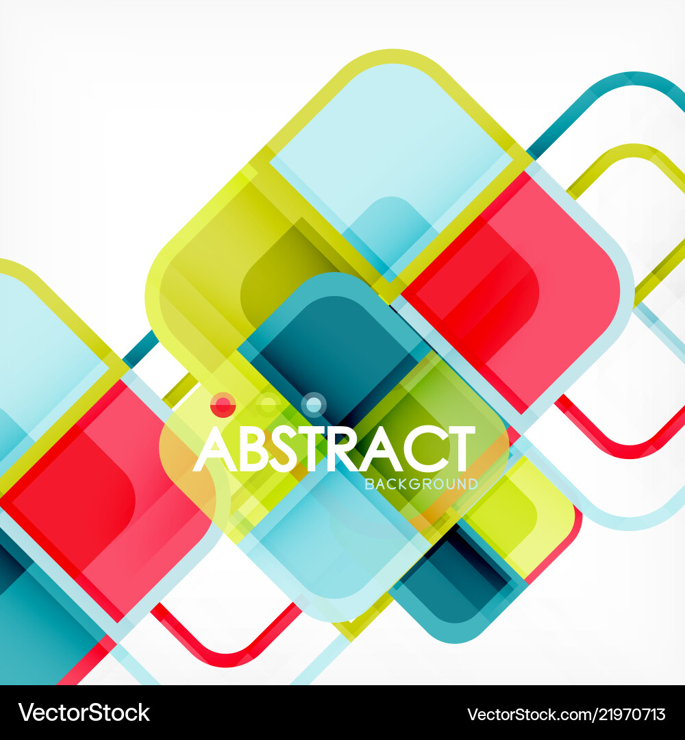 Colorful round squares modern geometric background