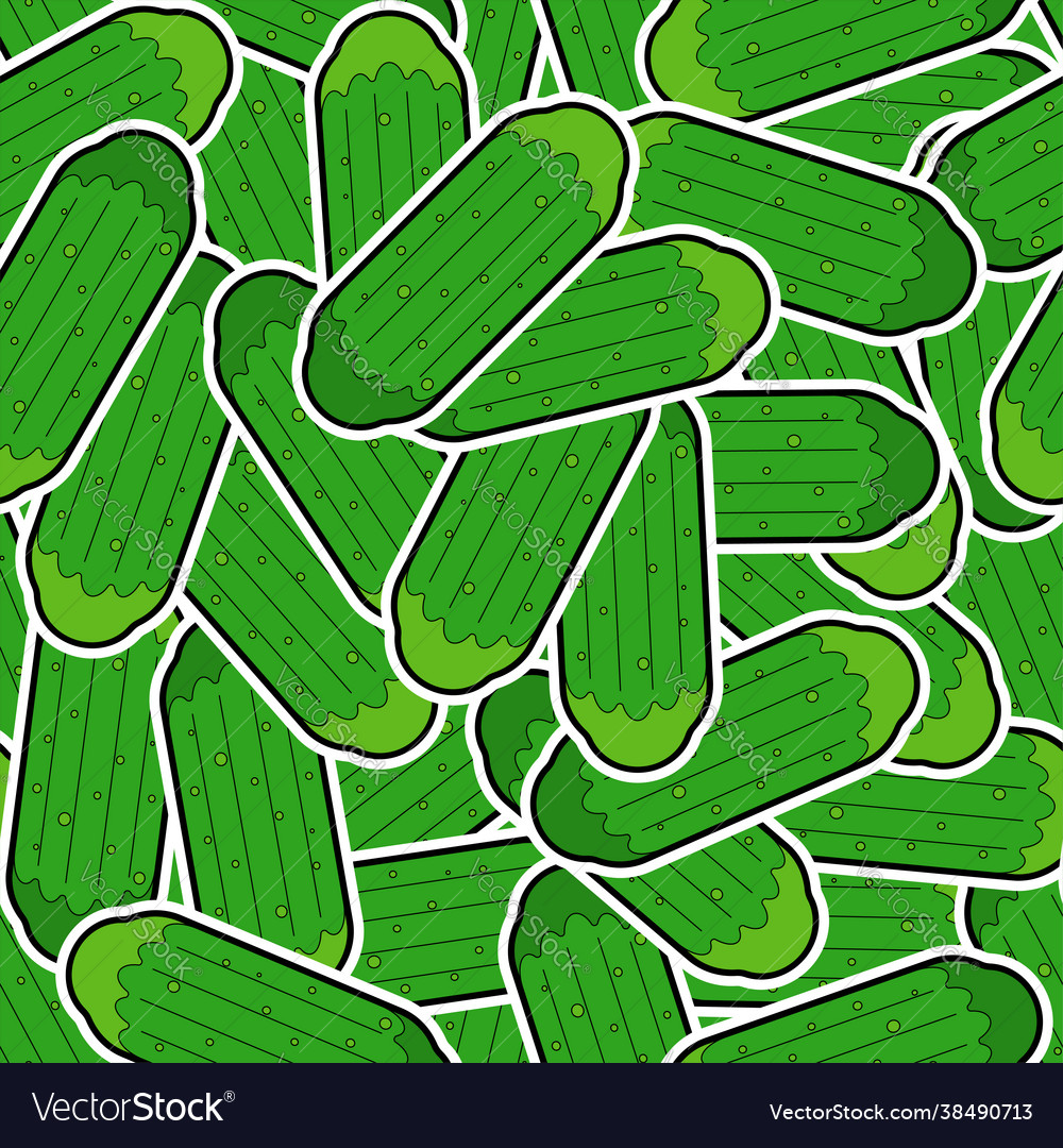 Cucumber pattern seamless vegetable background Vector Image