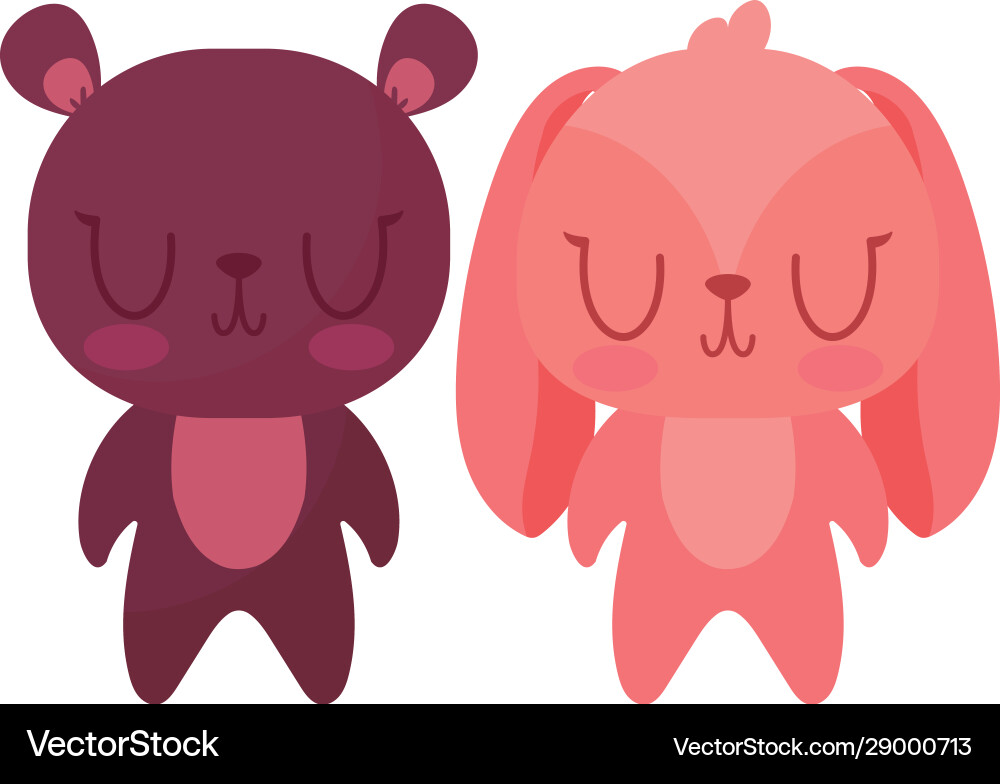 Cute bear and rabbit cartoon design Royalty Free Vector