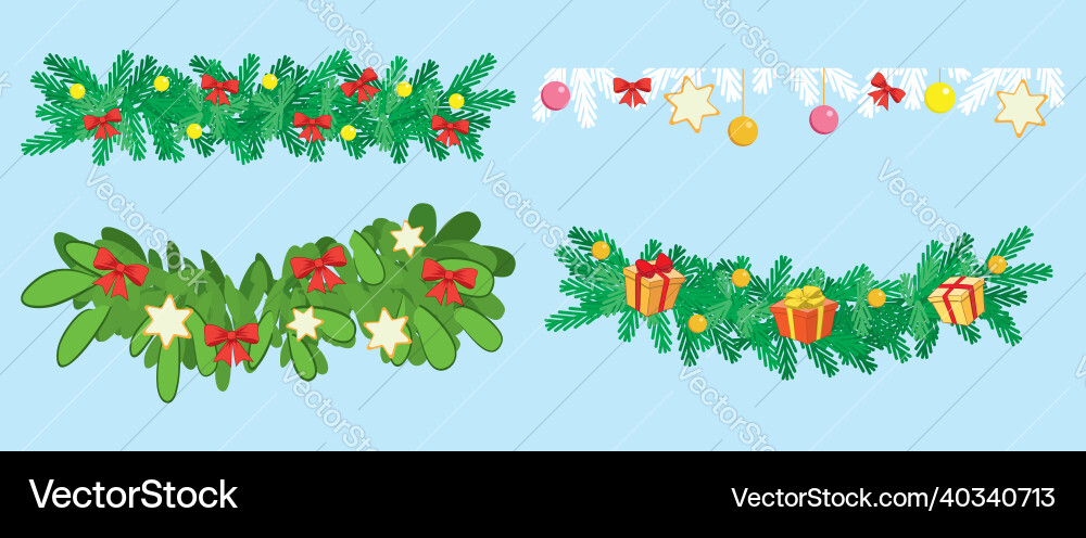 Decorative christmas garlands with decorations Vector Image