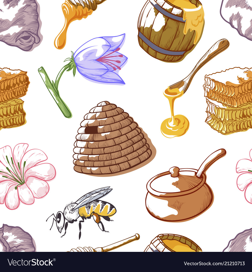 Honey seamless pattern Royalty Free Vector Image