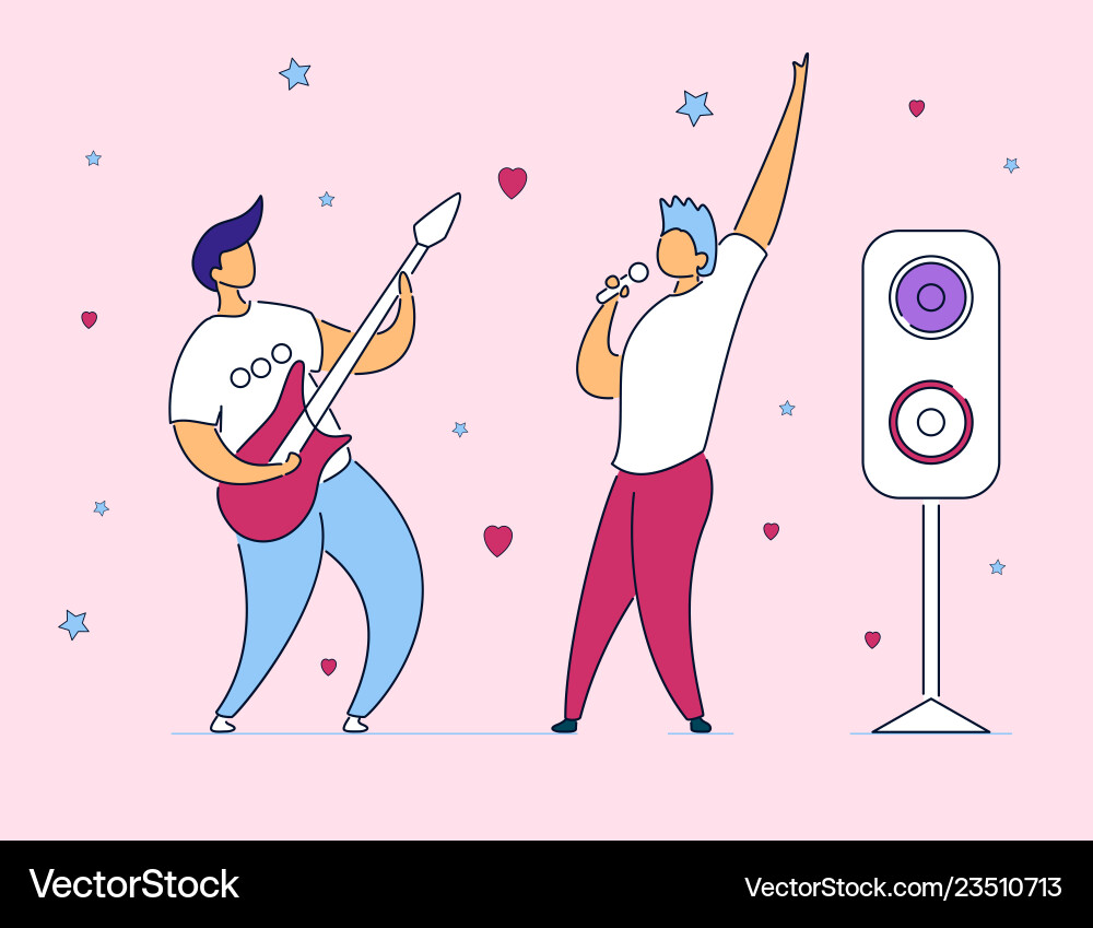 Modern cartoon flat characters musical band Vector Image