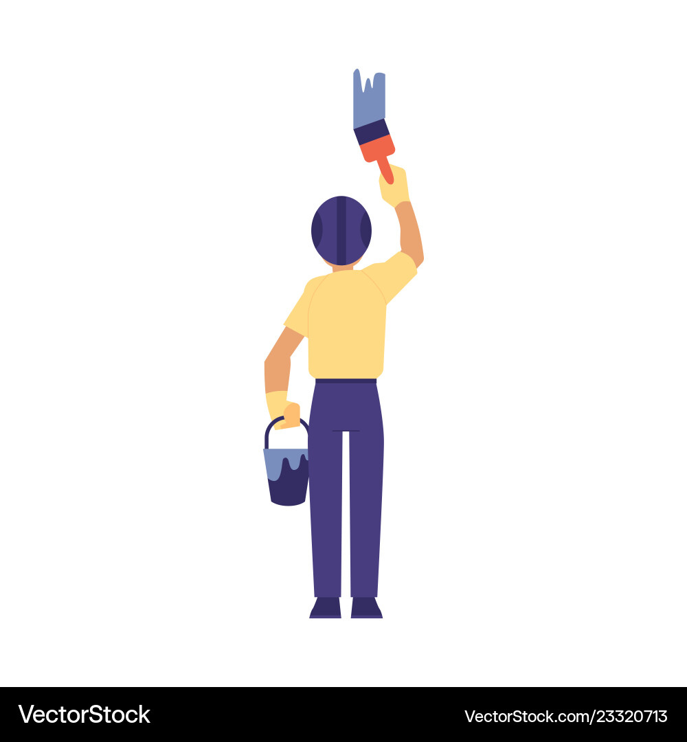 Painter with brush paint bucket character Vector Image