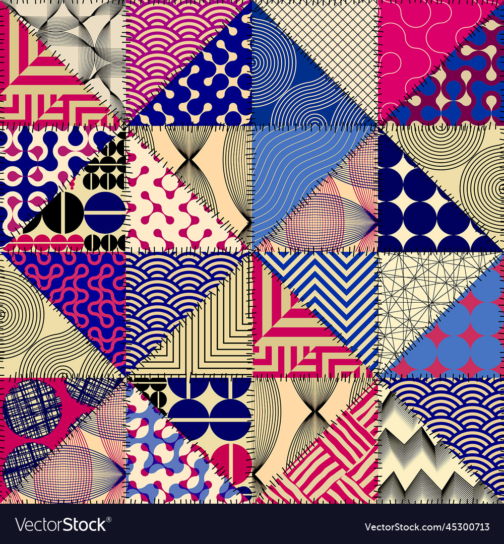 Patchwork textile pattern seamless quilting Vector Image