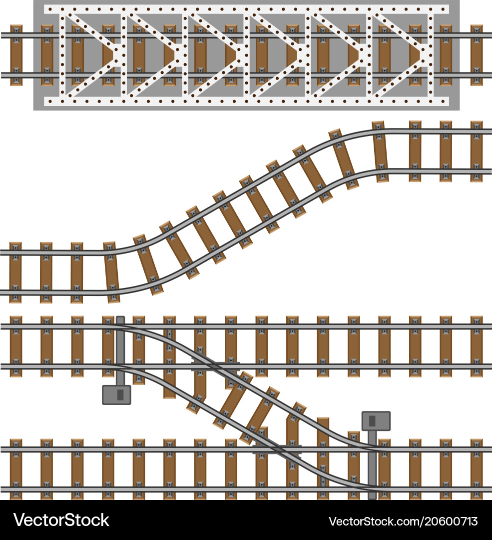 Railway parts grey rails Royalty Free Vector Image