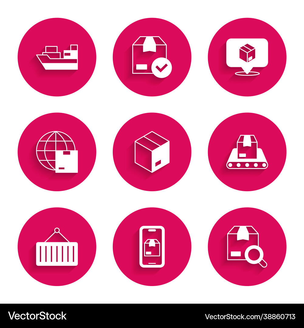 Set carton cardboard box mobile app delivery Vector Image
