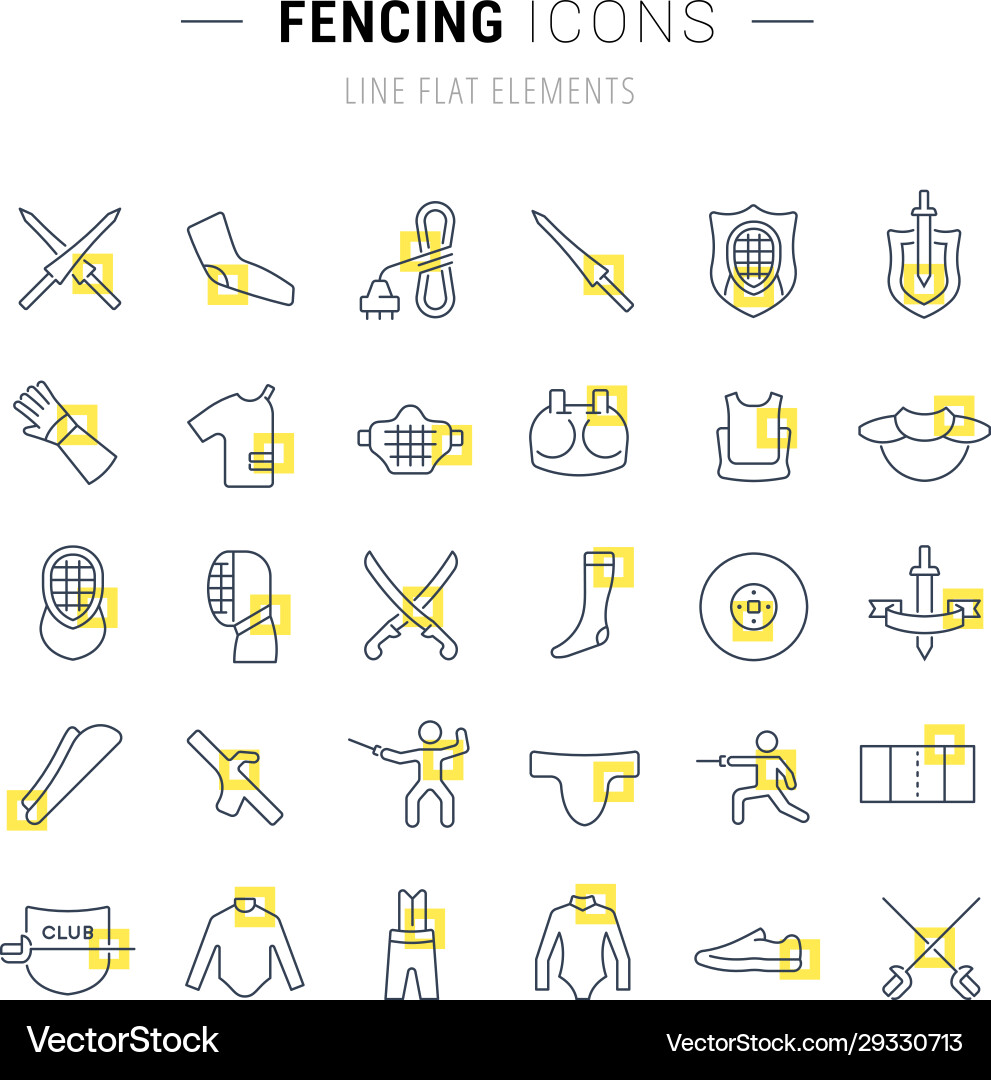 Set line icons fencing Royalty Free Vector Image