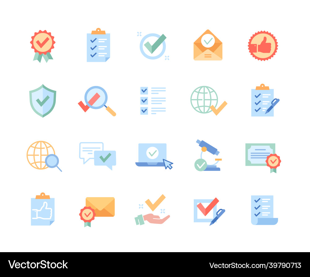 Set of icons with check mark Royalty Free Vector Image