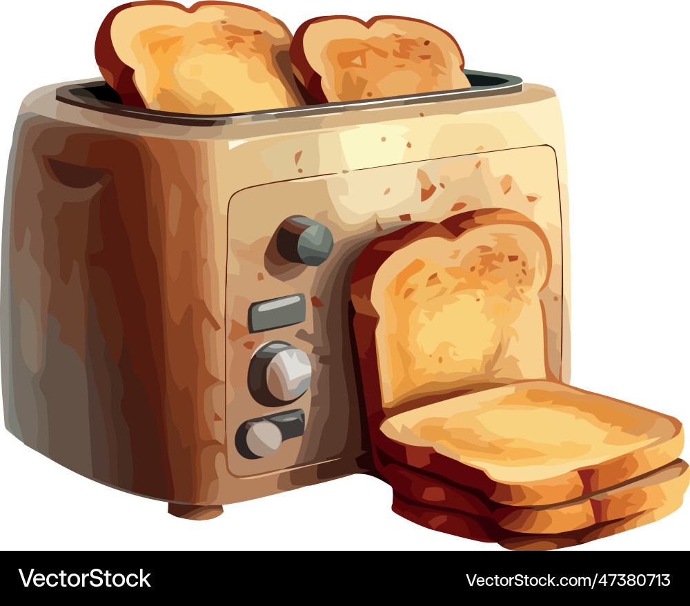 Toasted bread in toaster ready for sandwich Vector Image