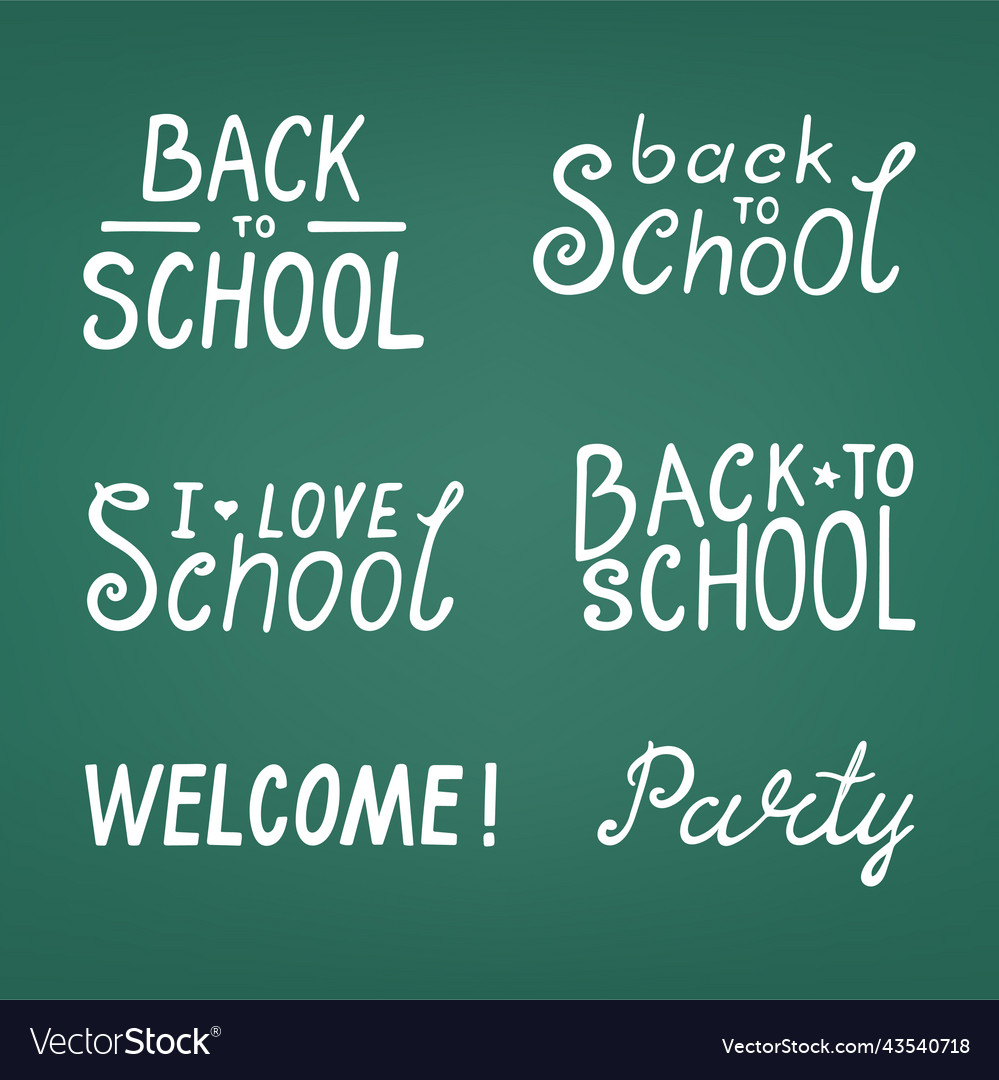 Back to school lettering set Royalty Free Vector Image