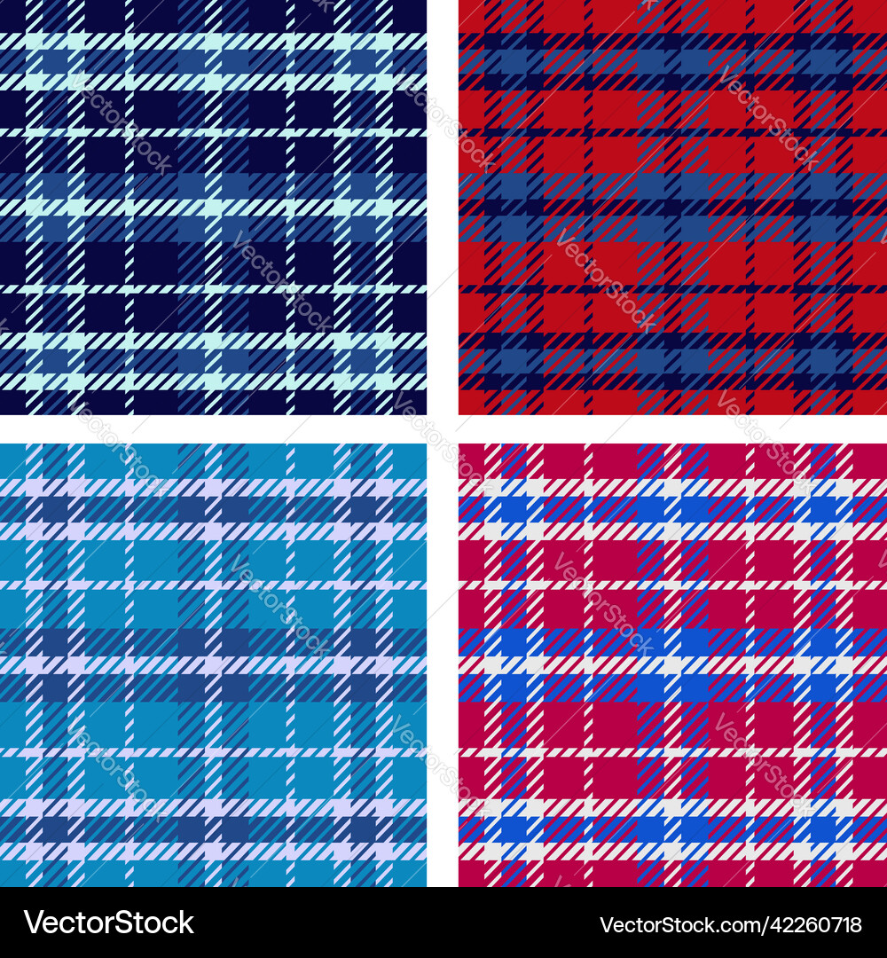 Blue and red plaid gingham pattern collection Vector Image