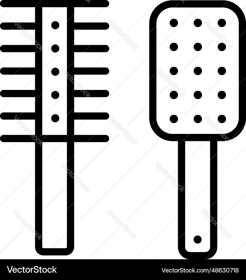 Brush and hair symbol set Royalty Free Vector Image