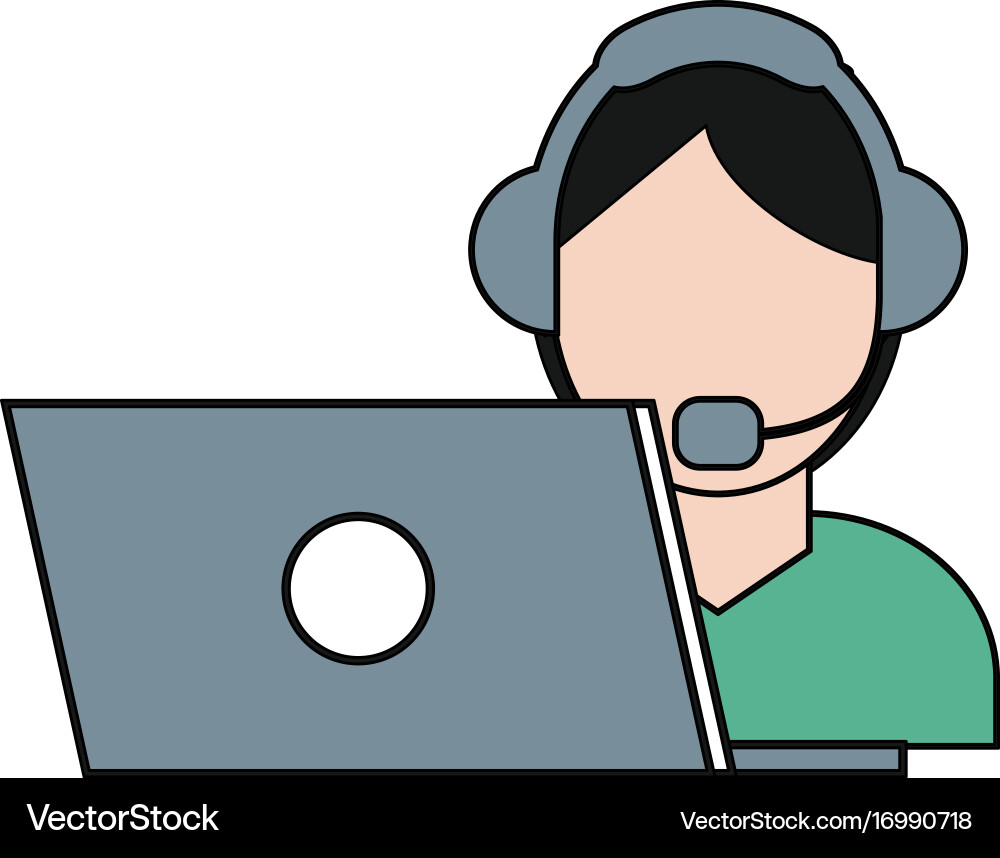 Call center online support telemarketing worker Vector Image