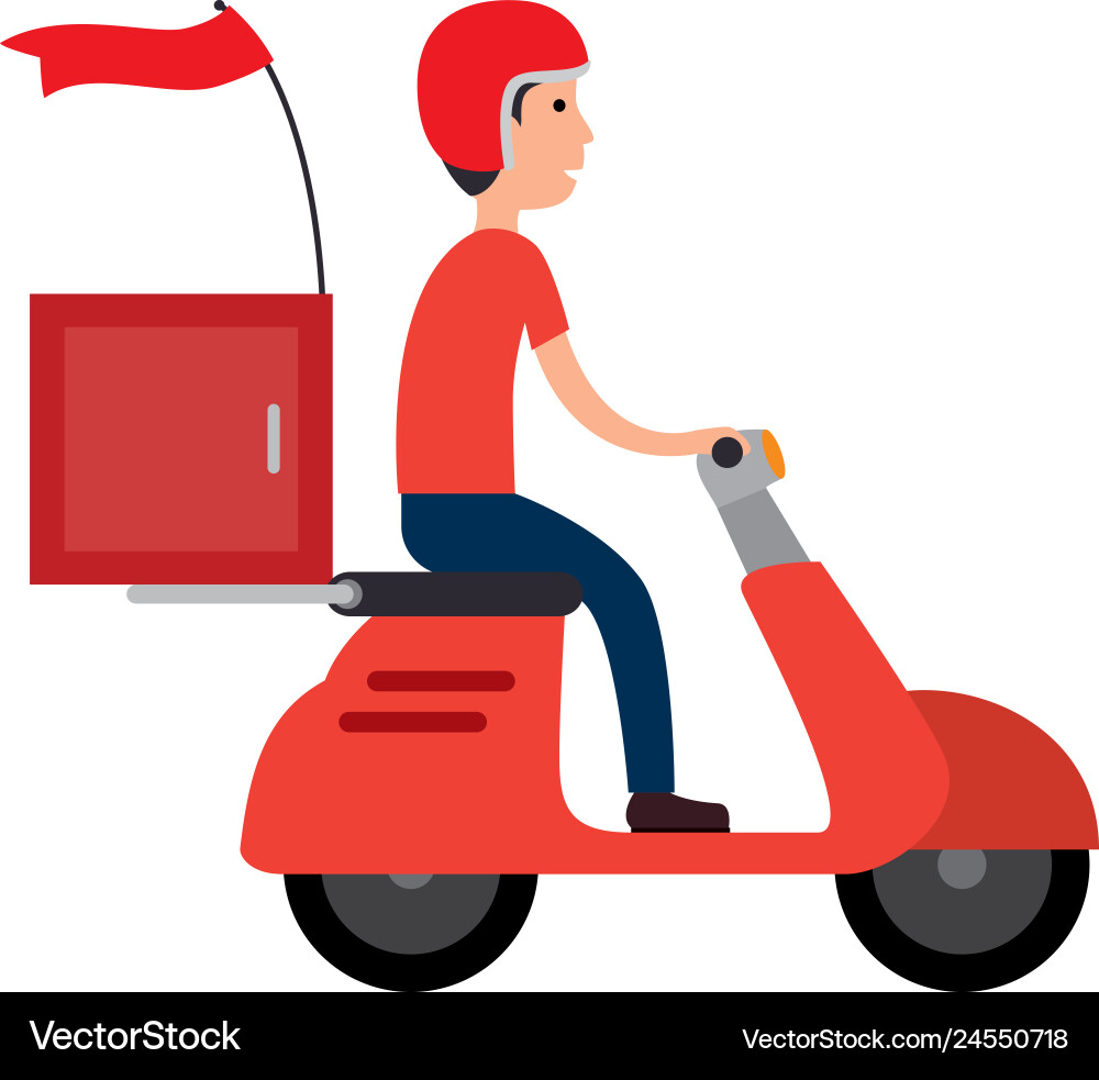 Delivery worker in motorcycle avatar character Vector Image