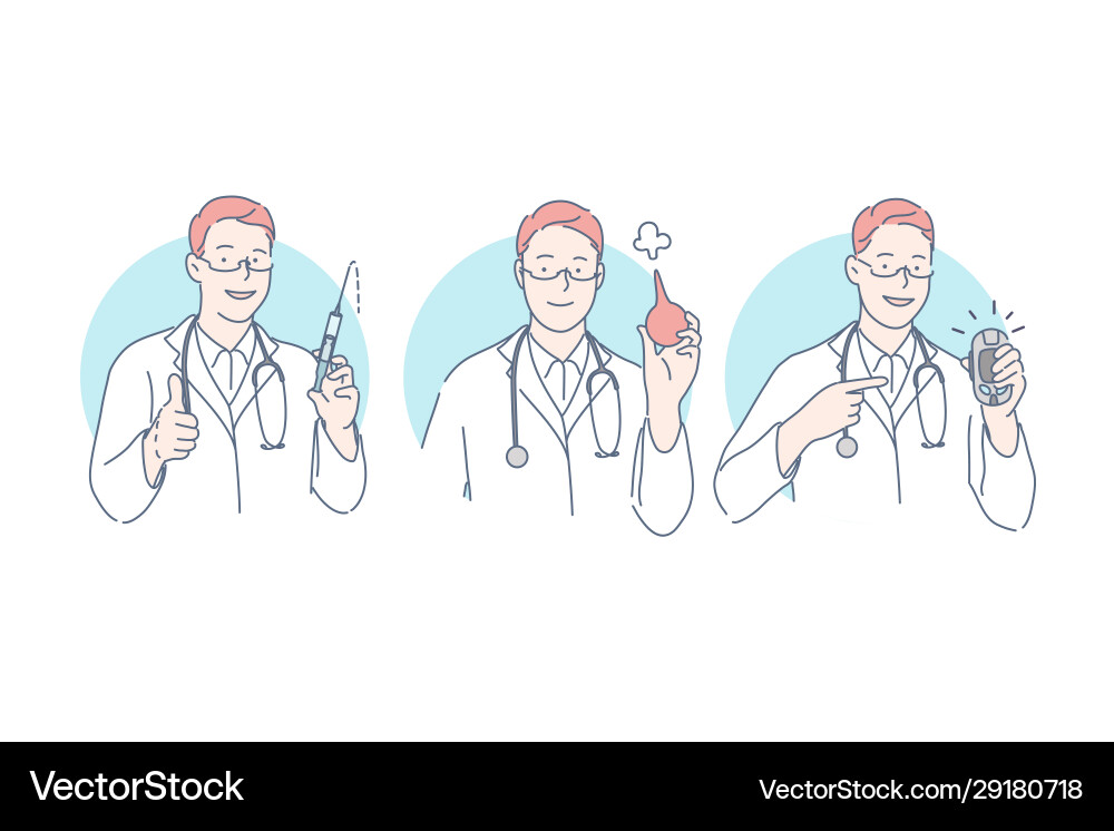 Doctor medical procedures set concept Royalty Free Vector