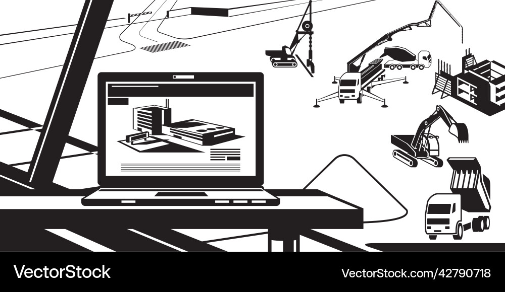 Engineering of new industrial building Royalty Free Vector