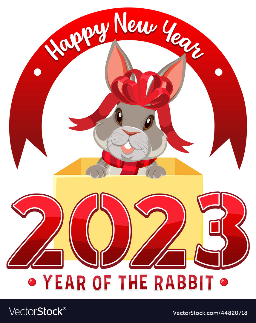 Happy new year 2023 with cute rabbit Royalty Free Vector