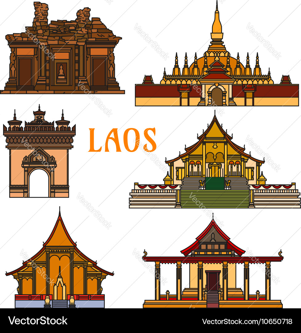 Historic landmarks and sightseeings laos Vector Image