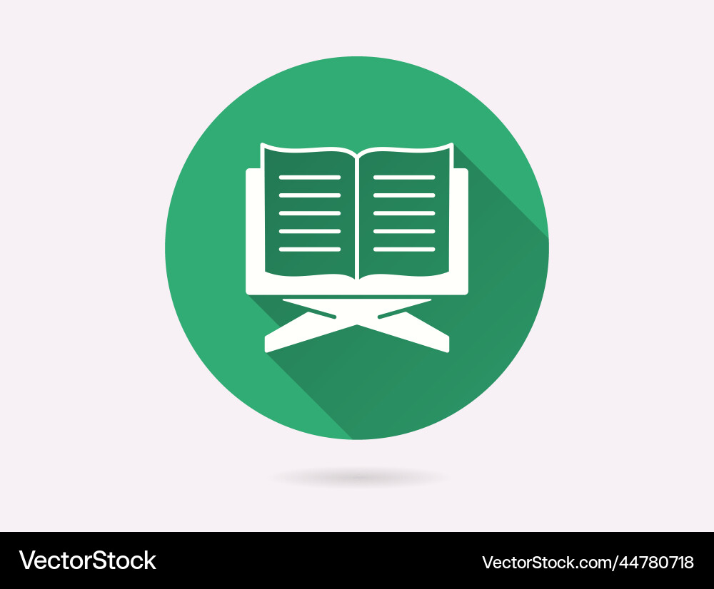 Holy quran icon with long shadow for graphic Vector Image