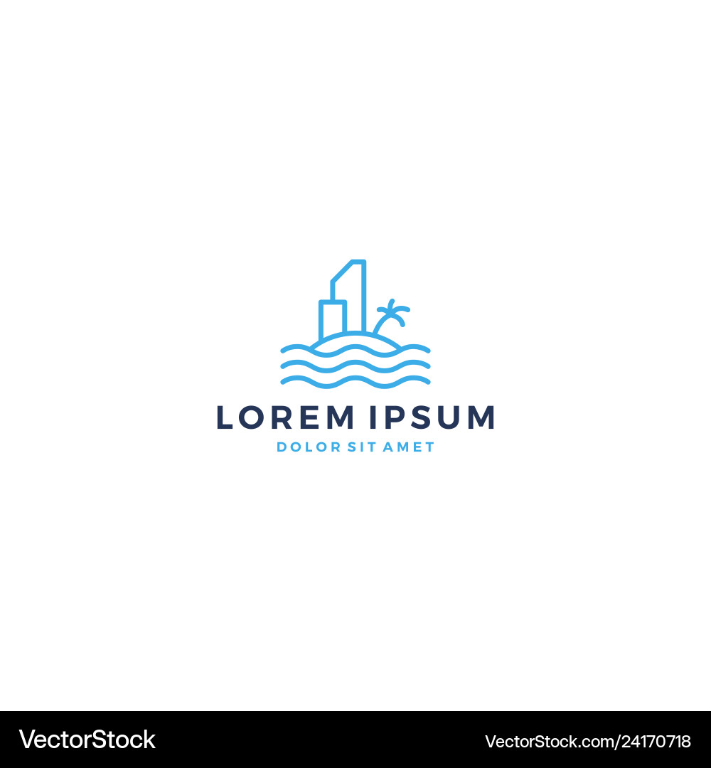 Island logo beach building logo template icon Vector Image