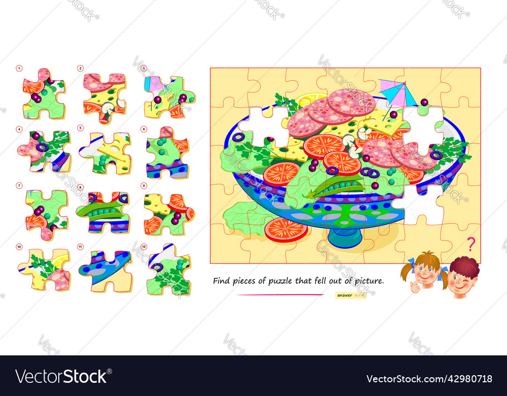 Logic game for children and adults find pieces Vector Image