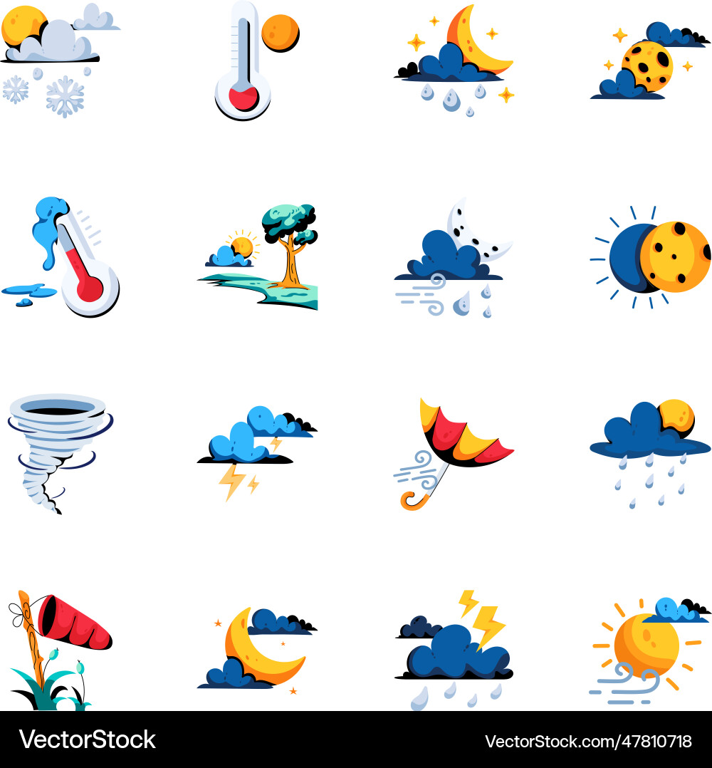 Modern set of climate flat icons Royalty Free Vector Image