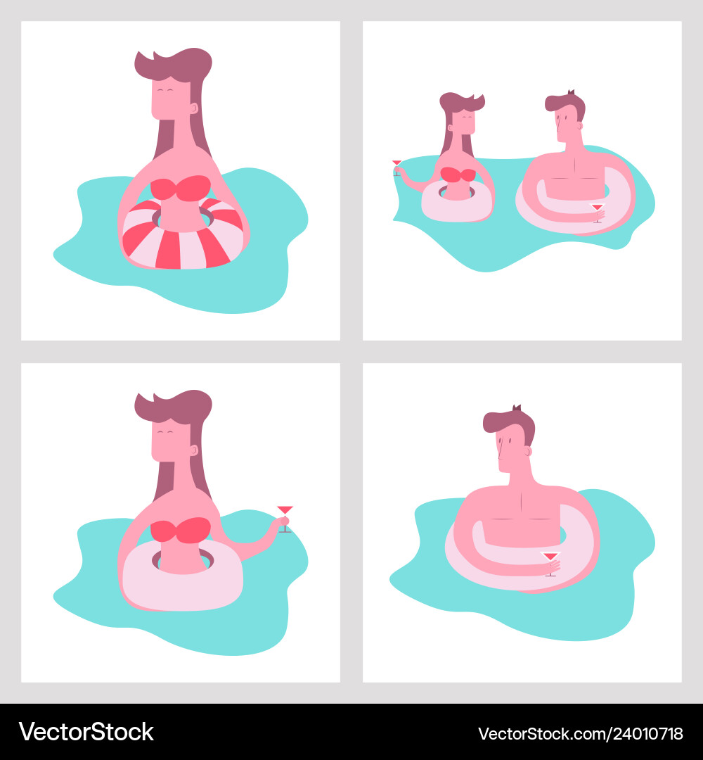 Pool party summer water activities scene Vector Image