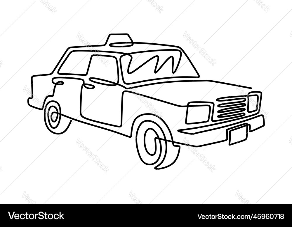 Retro car in continuous line art drawing style Vector Image