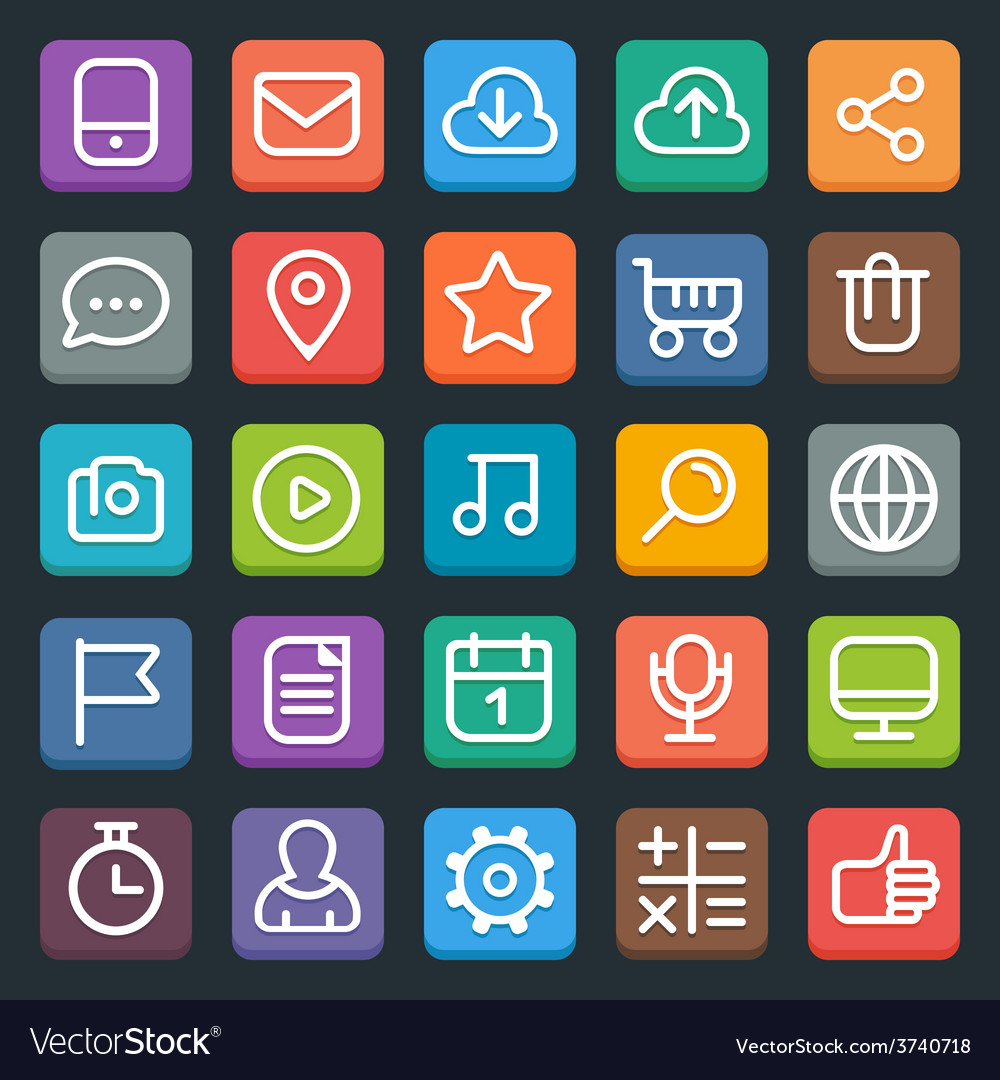 Set of flat icons Royalty Free Vector Image - VectorStock