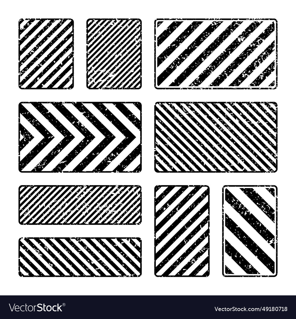 Various black grunge warning signs with diagonal Vector Image