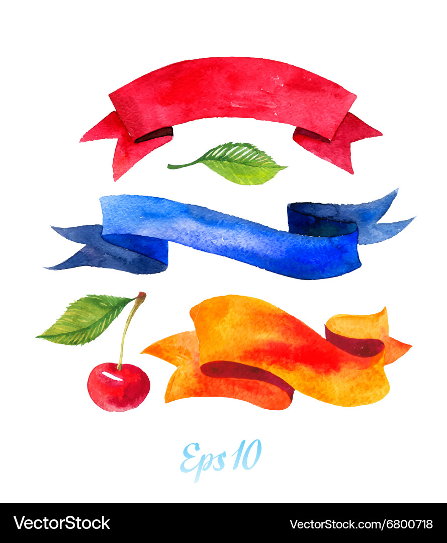 Watercolors ribbons and banners for text Vector Image