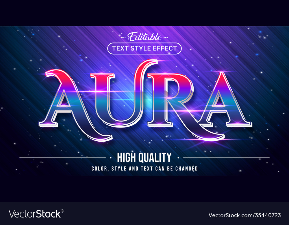 Editable text style effect - gradient aura text Vector Image