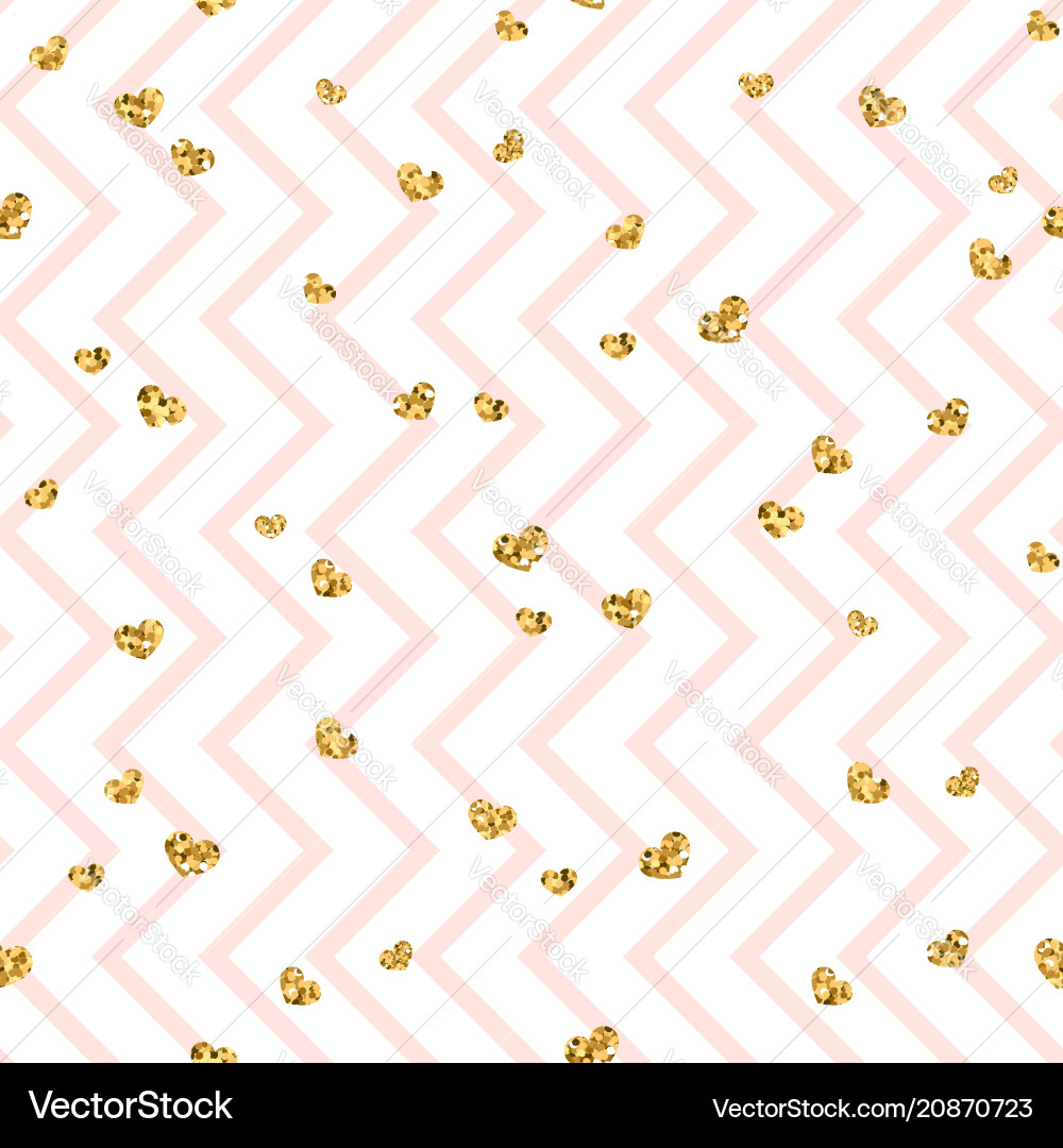 Gold heart seamless pattern pink-white geometric Vector Image