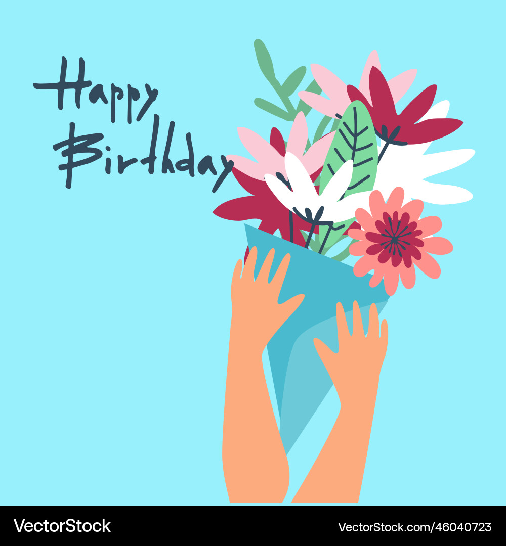 Happy birthday greeting card design hands Vector Image