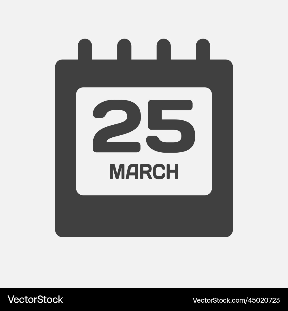 Icon page calendar day - 25 march Royalty Free Vector Image