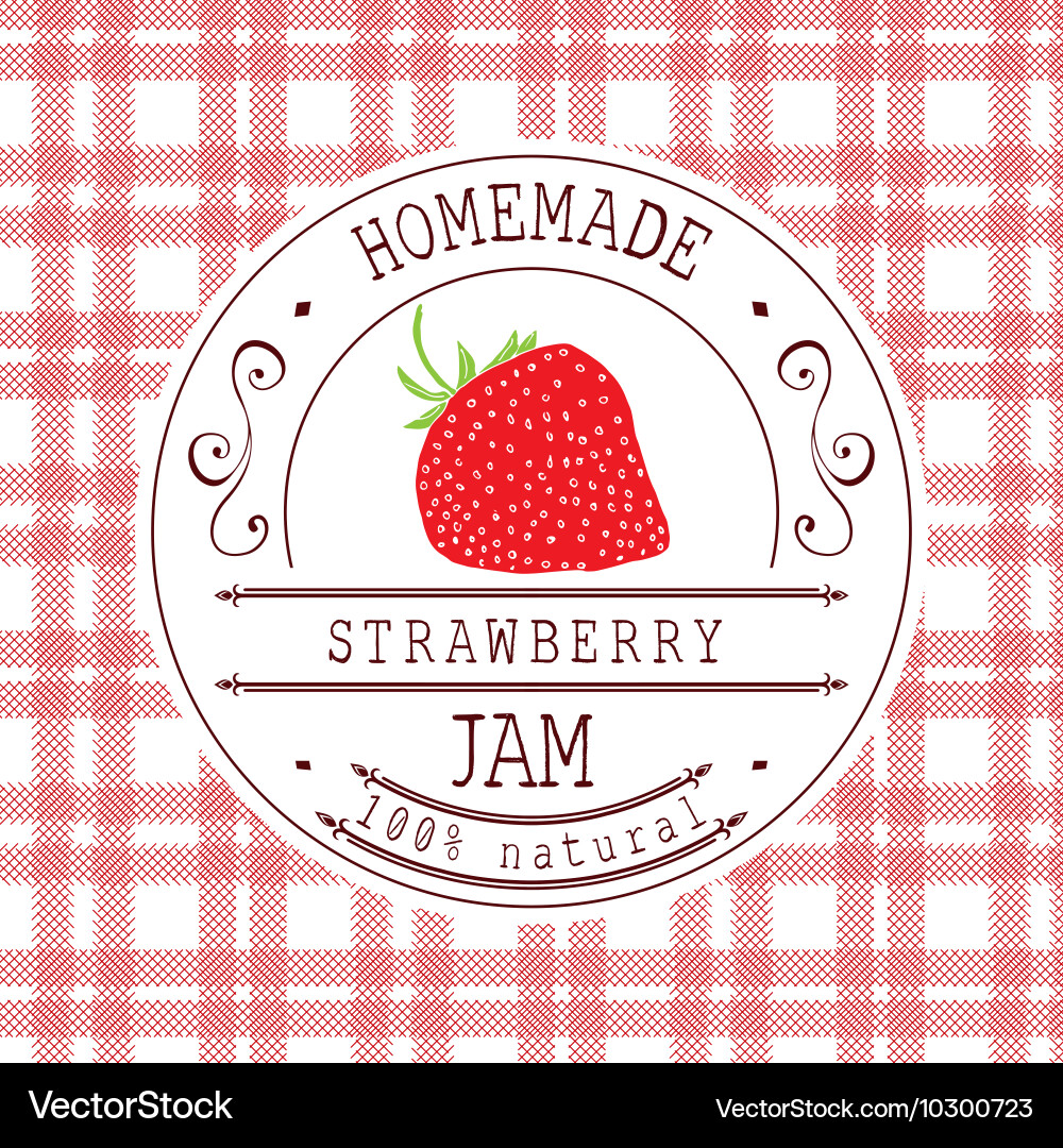 Jam label design template for strawberry dessert Vector Image