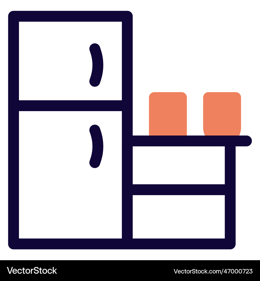 Office pantry setup with refrigerator and supplies