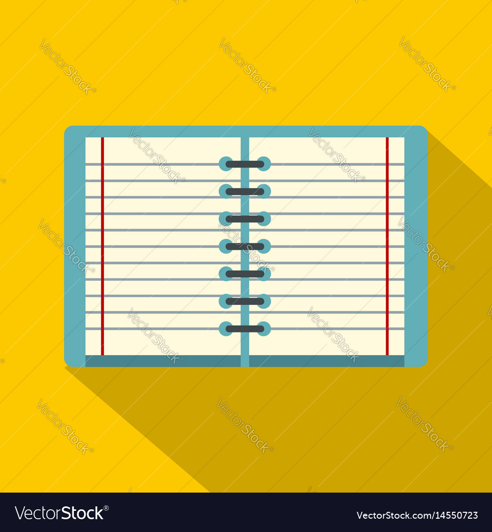 Open spiral lined notebook icon flat style Vector Image Open spiral lined notebook icon flat style Vector Image