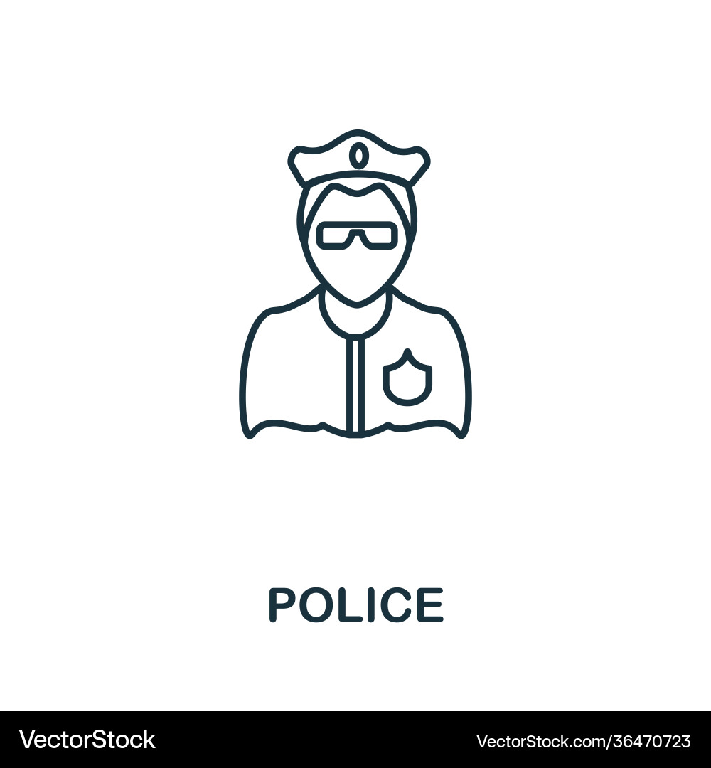 Police icon monochrome simple icon Royalty Free Vector Image