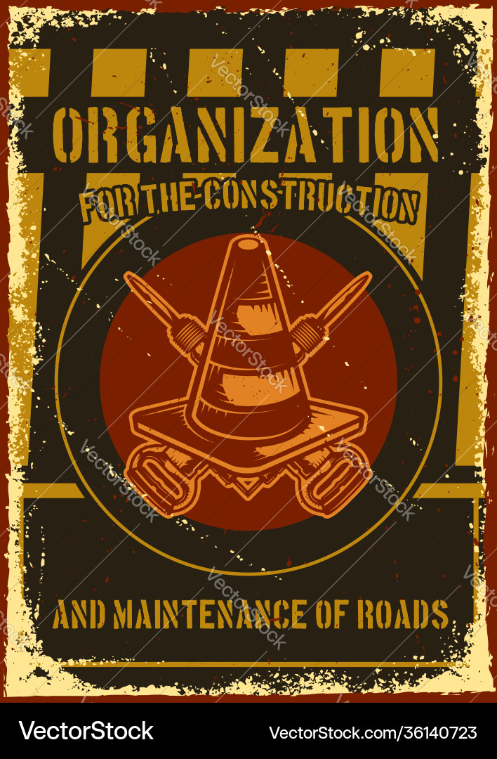 Poster design with a road warning sign Royalty Free Vector