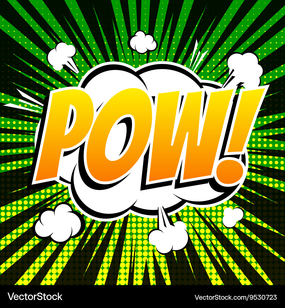 Pow comic book bubble text retro style Royalty Free Vector