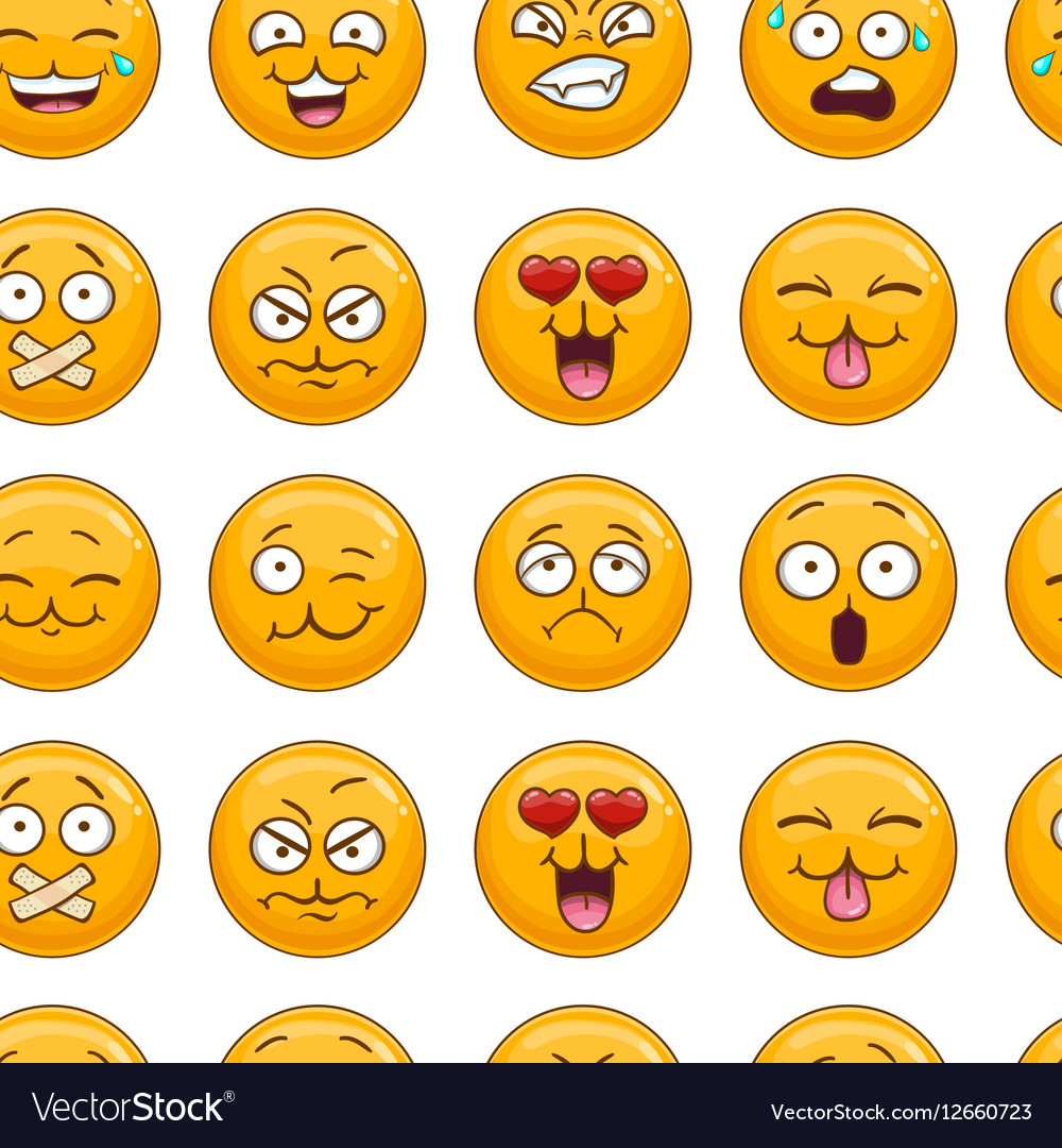 Seamless pattern with smiley face Royalty Free Vector Image