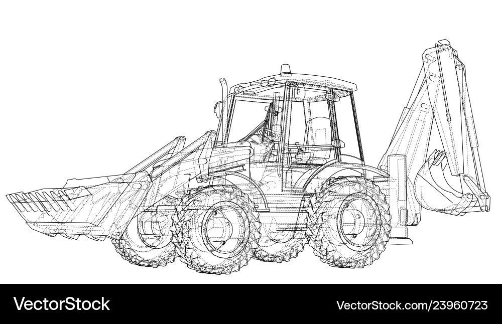 Sketch of loading shovel with back actor Vector Image