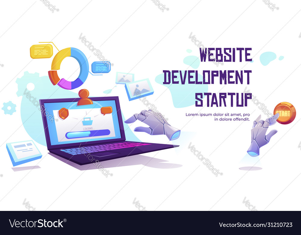 Website development startup banner Royalty Free Vector Image
